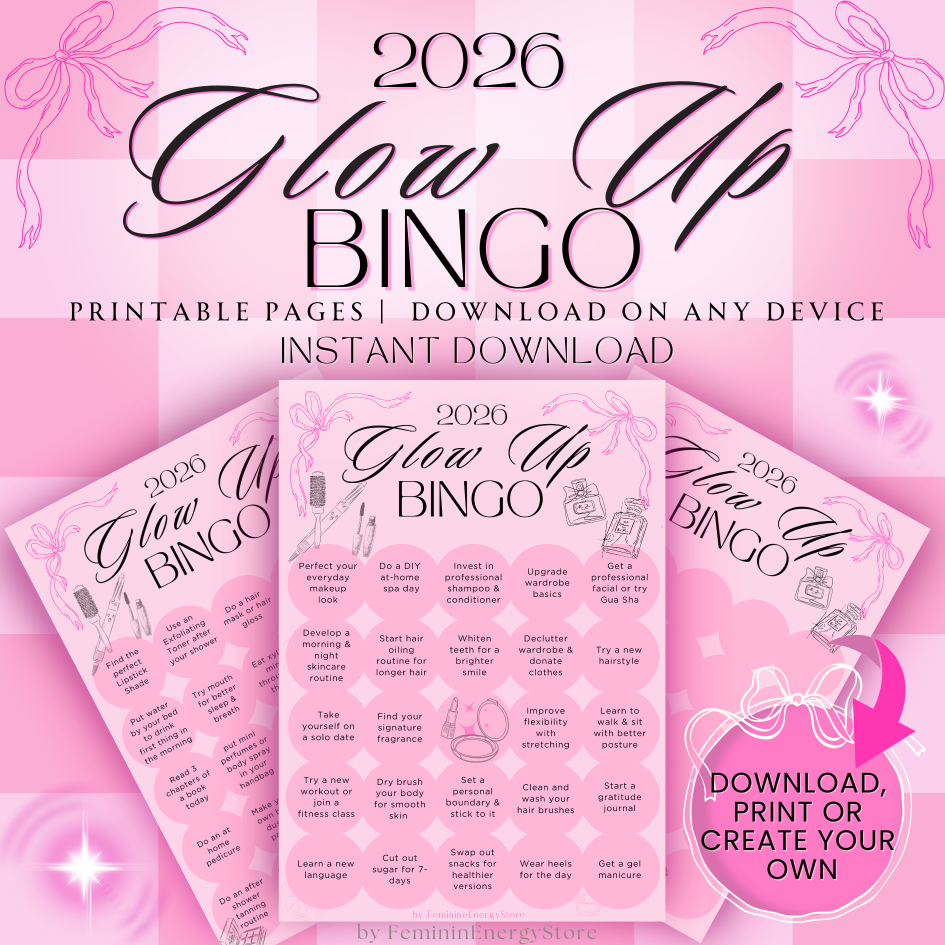 2026 Glow-Up Bingo – Feminine Energy